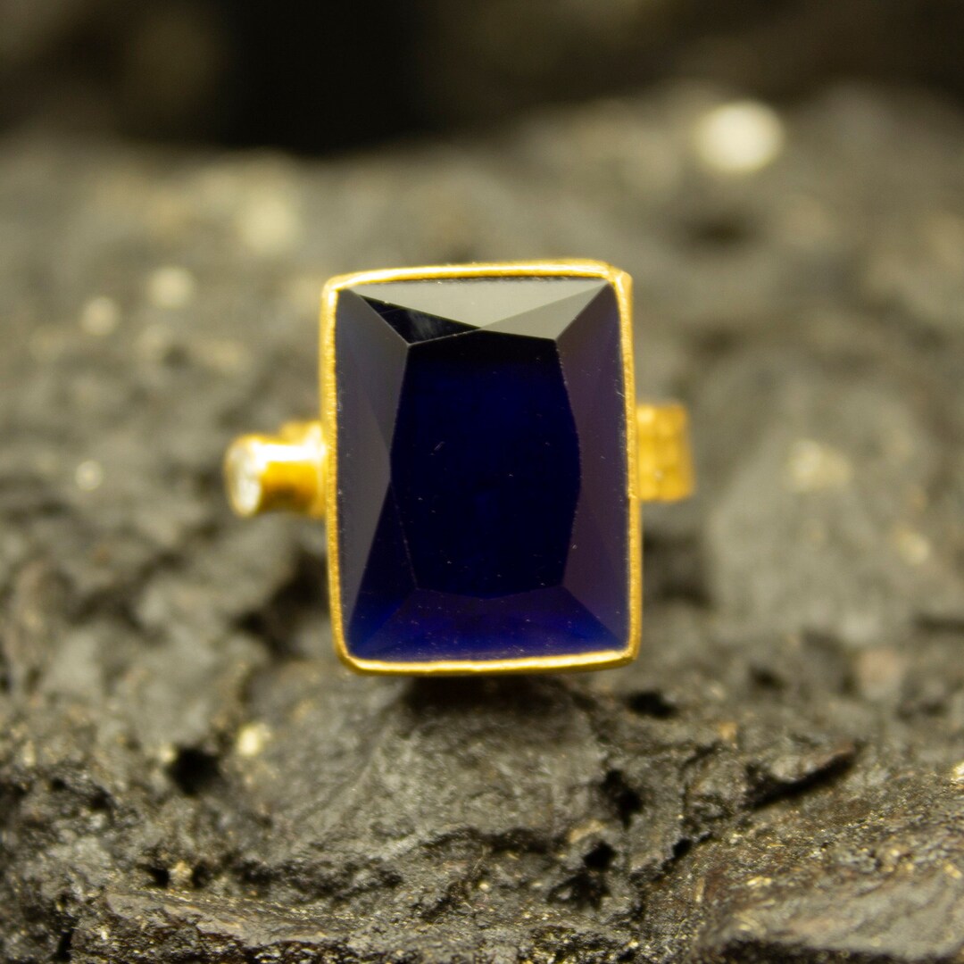 Ancient Roman Blue Sapphire Ring | 925 Sterling Silver Ring 24K Gold ...