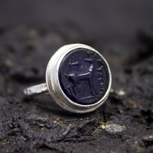 Christmas Deer Intaglio Glass Ring | 925 Sterling Silver | Artemis ...