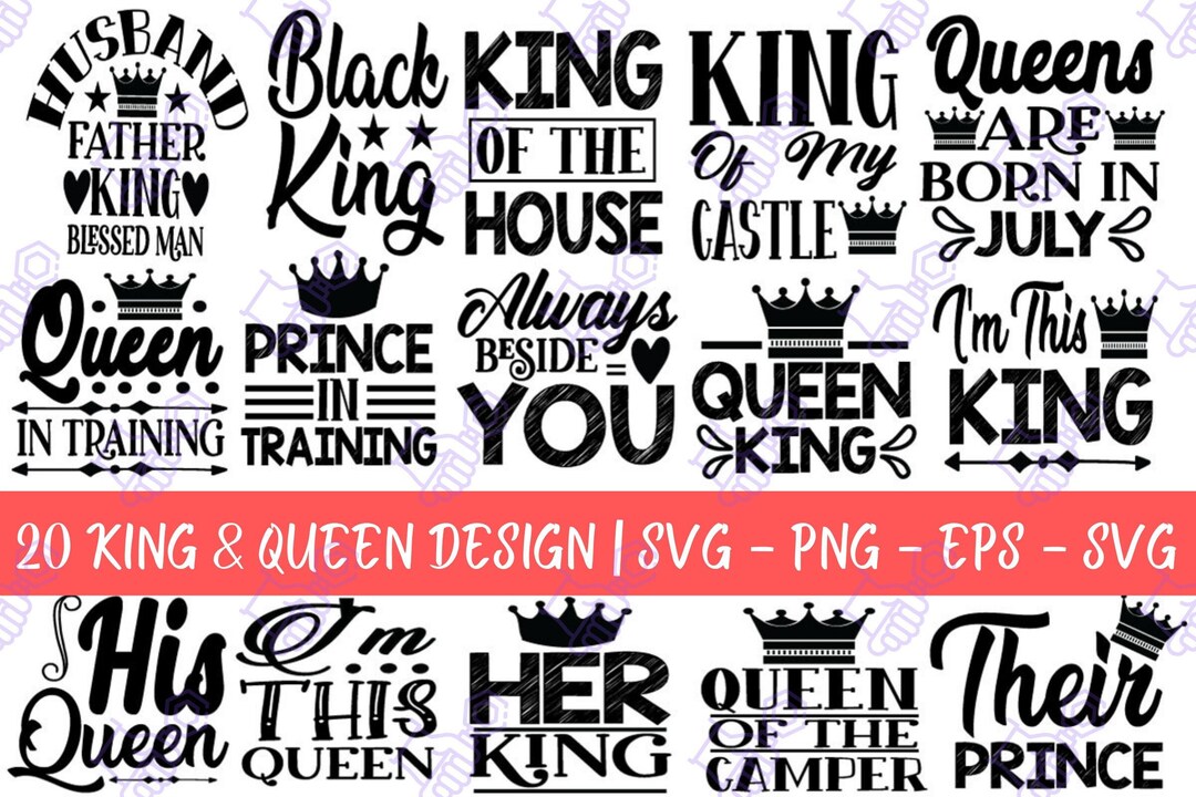 King Queen Prince Princess Svg Bundle, King Queen Valentine Crown Svg ...