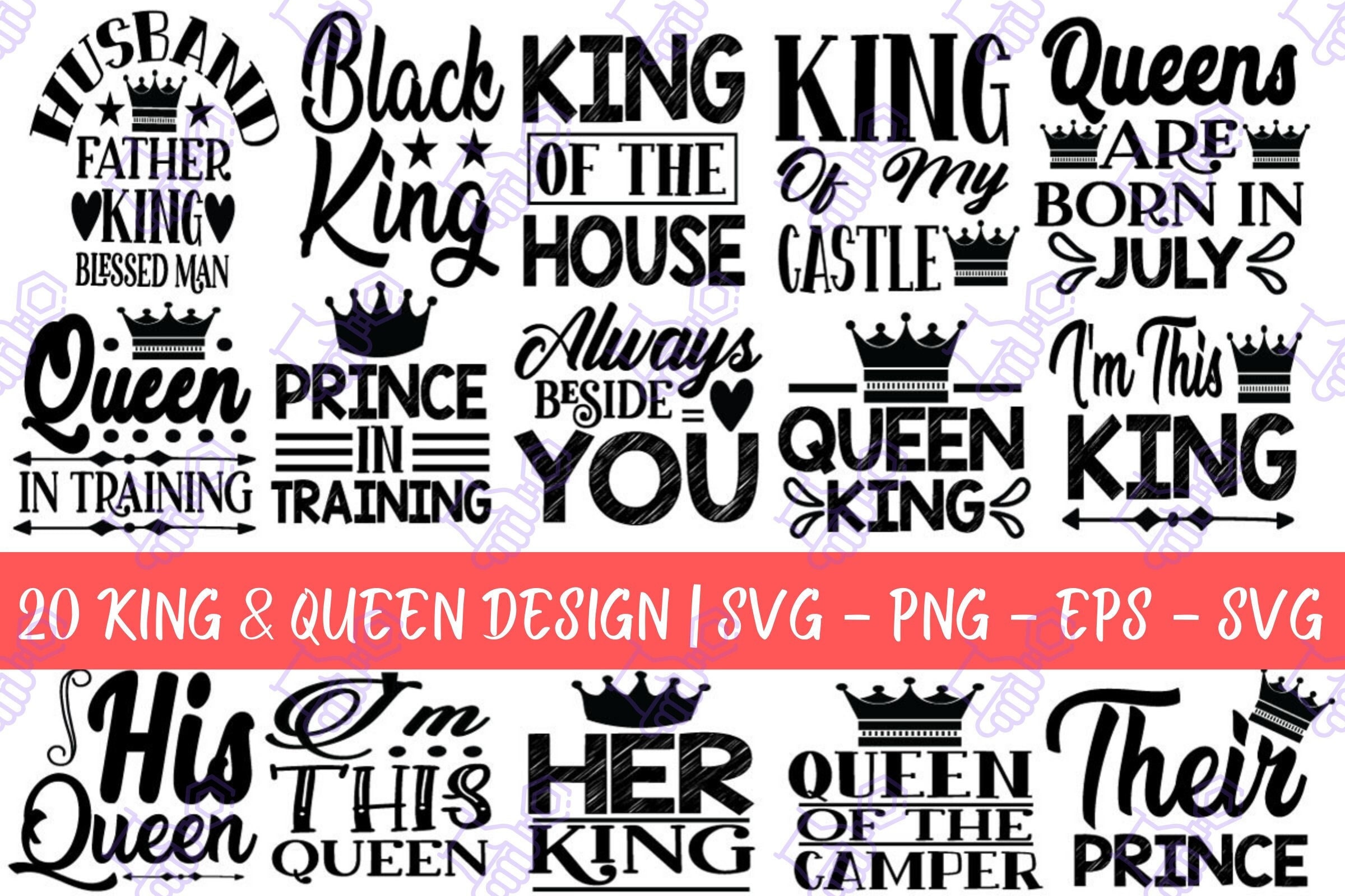 King Queen Prince Princess Svg Bundle, King Queen Valentine Crown Svg ...