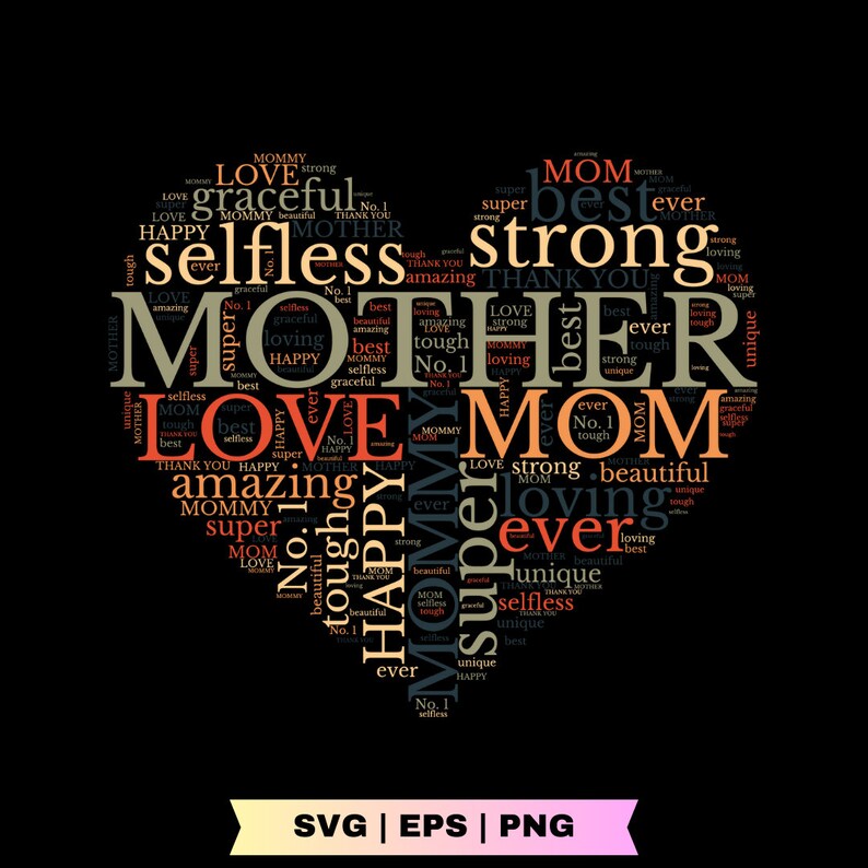 Mothers Day Word Art SVG EPS PNG, Frame Alphabet, Cut File for Cricut ...