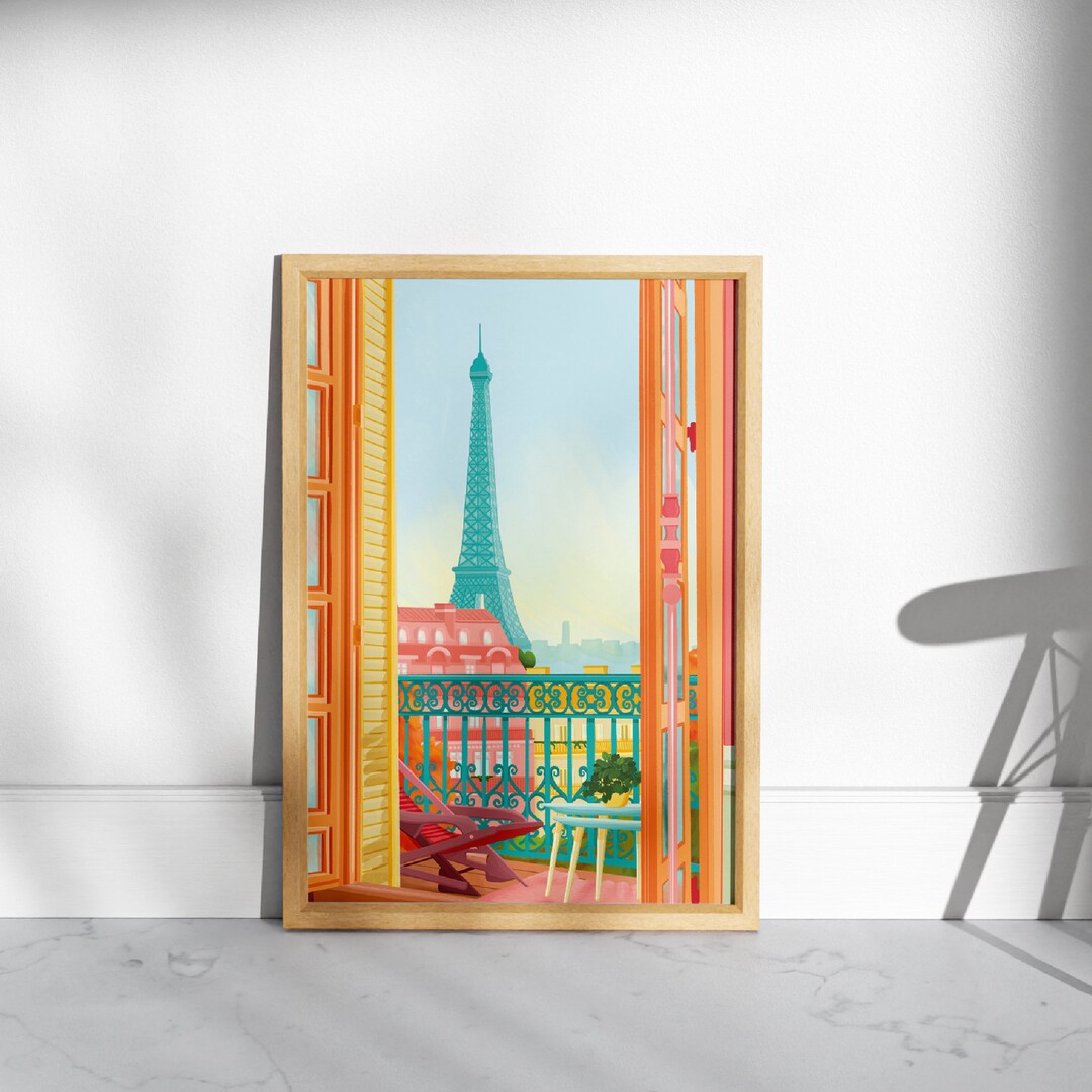 Paris Wall Art Print | Eiffel Tower Parisian Illustration Poster ...