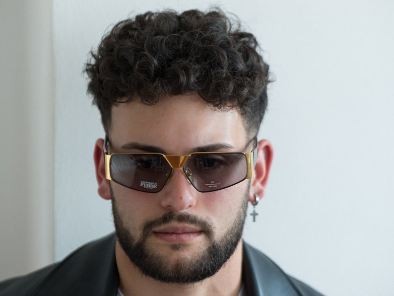 Ferre Vintage Sunglasses 1980s Iconic Squared Black & Gold Mod 38s - Etsy