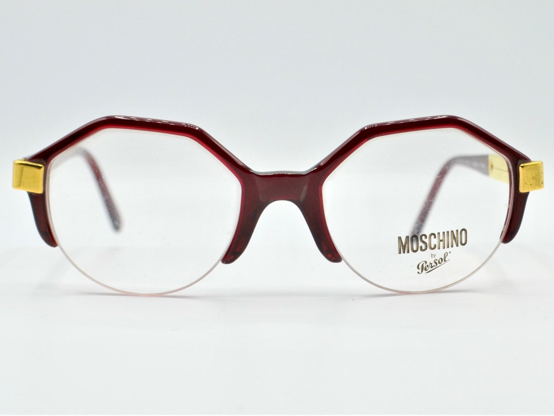 1990s Moschino Eyeglasses Vintage by Persol Red Octagonal Half - Etsy