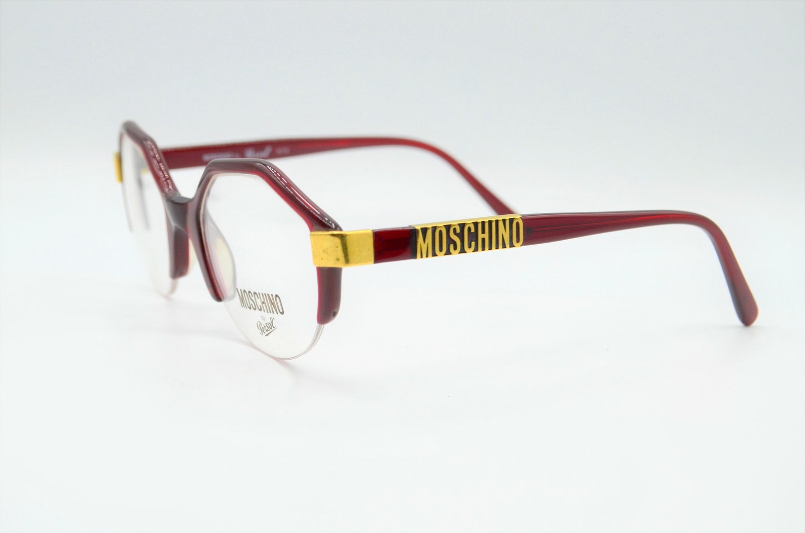 1990s Moschino Eyeglasses Vintage by Persol Red Octagonal Half - Etsy