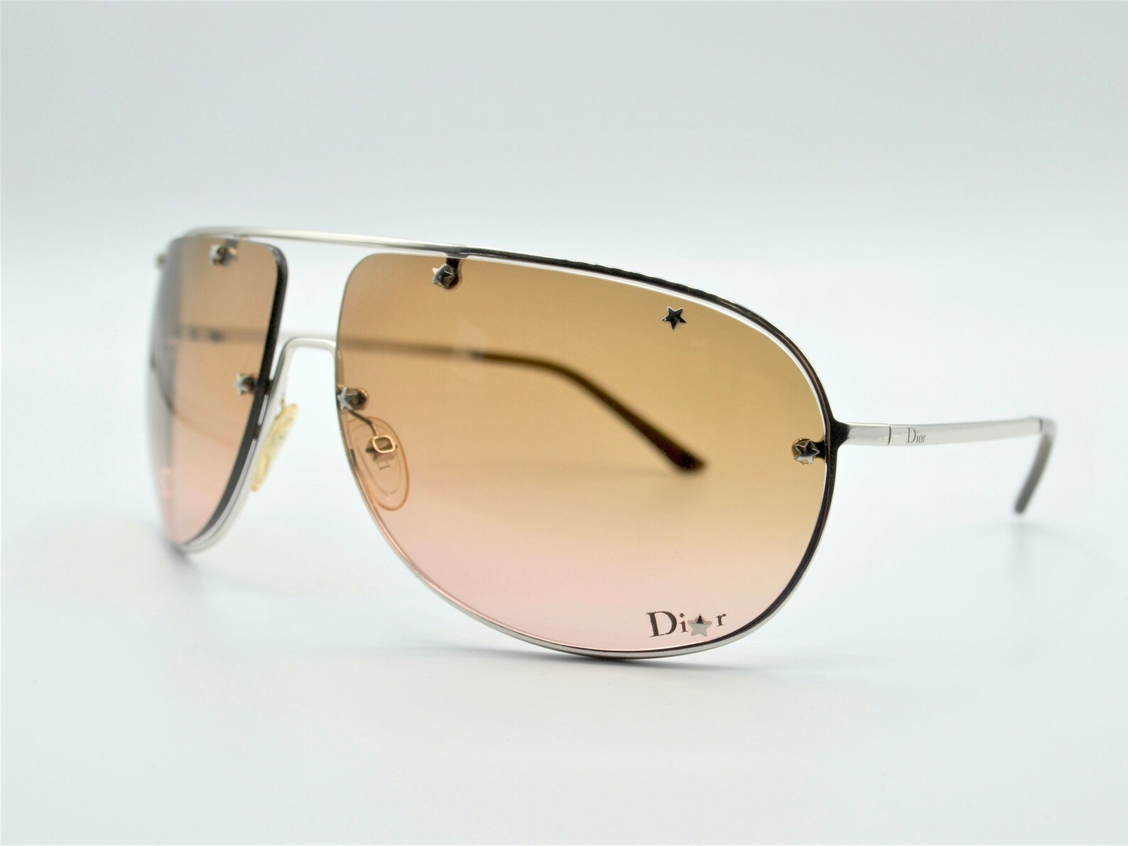 Dior Aviators 2000s Wrap Sunglasses Silver Metal Windshield1 - Etsy