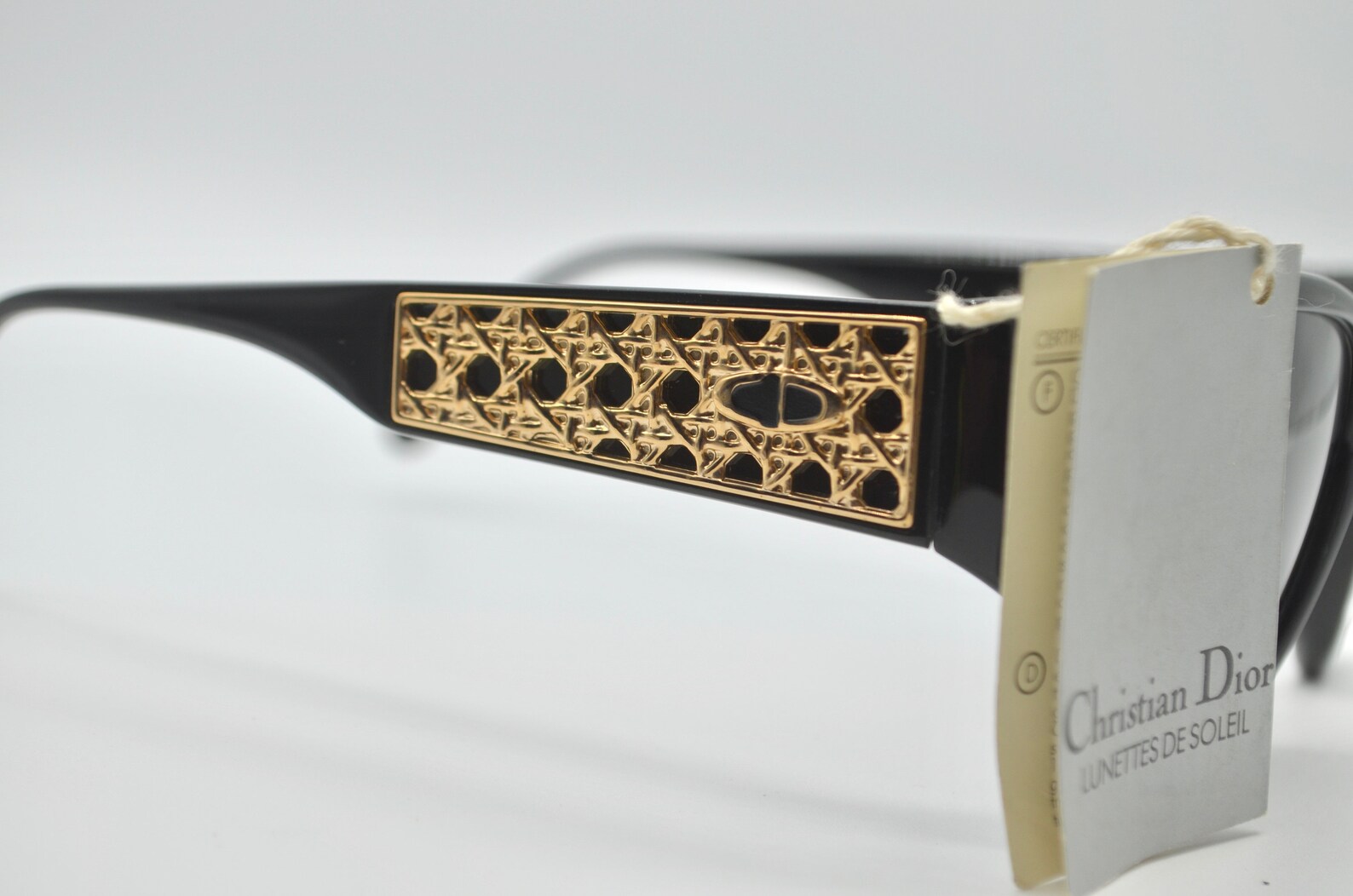 80s Dior Vintage Sunglasses Black Wide Temples Gold Pattern - Etsy