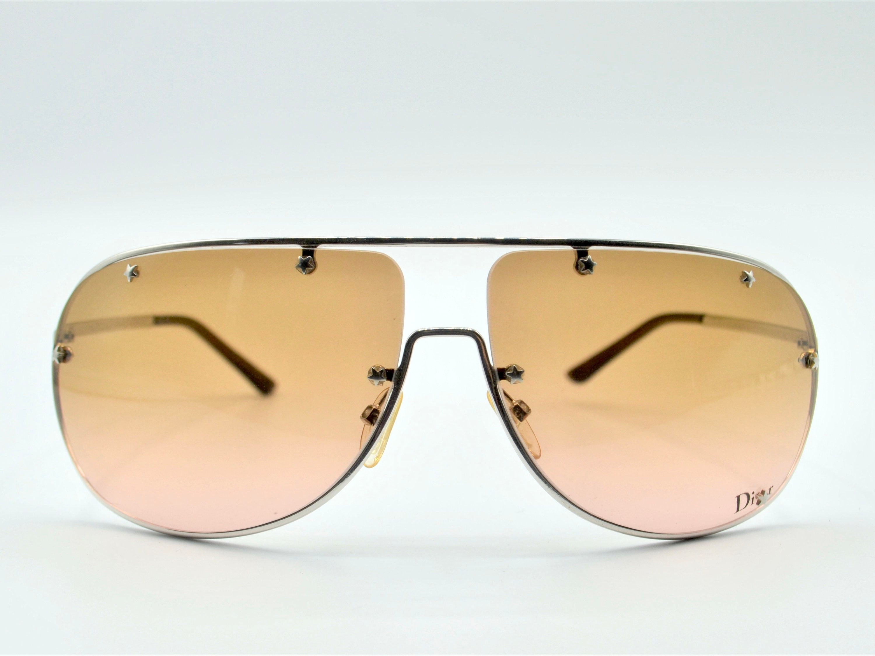 Dior Aviators 2000s Wrap Sunglasses Silver Metal Windshield1 - Etsy
