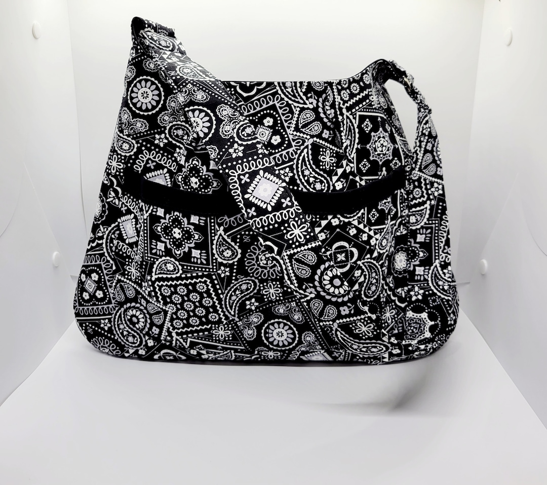 Black Bandana Print Shoulder Bag, Fabric Handbag - Etsy