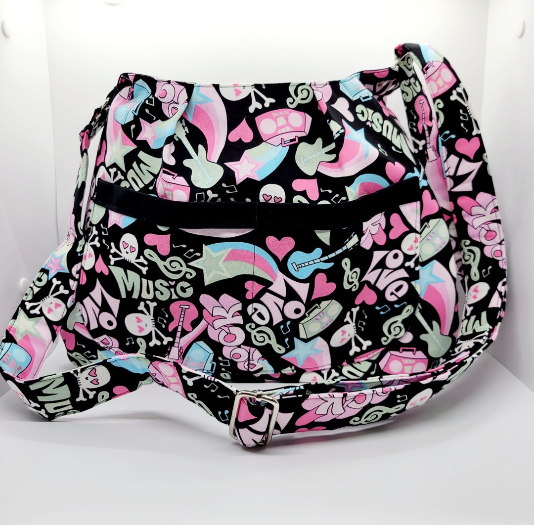Groovy Music Print Crossbody Bag, Groovy Music Fabric Crossbody Purse ...