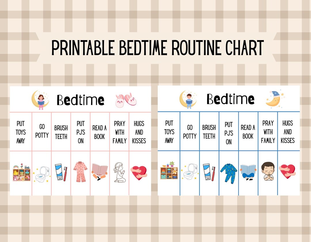 Bedtime Routine Flip Chart for Kids | Printable Bedtime Visual Schedule ...
