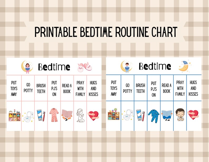 Bedtime Routine Flip Chart for Kids | Printable Bedtime Visual Schedule ...