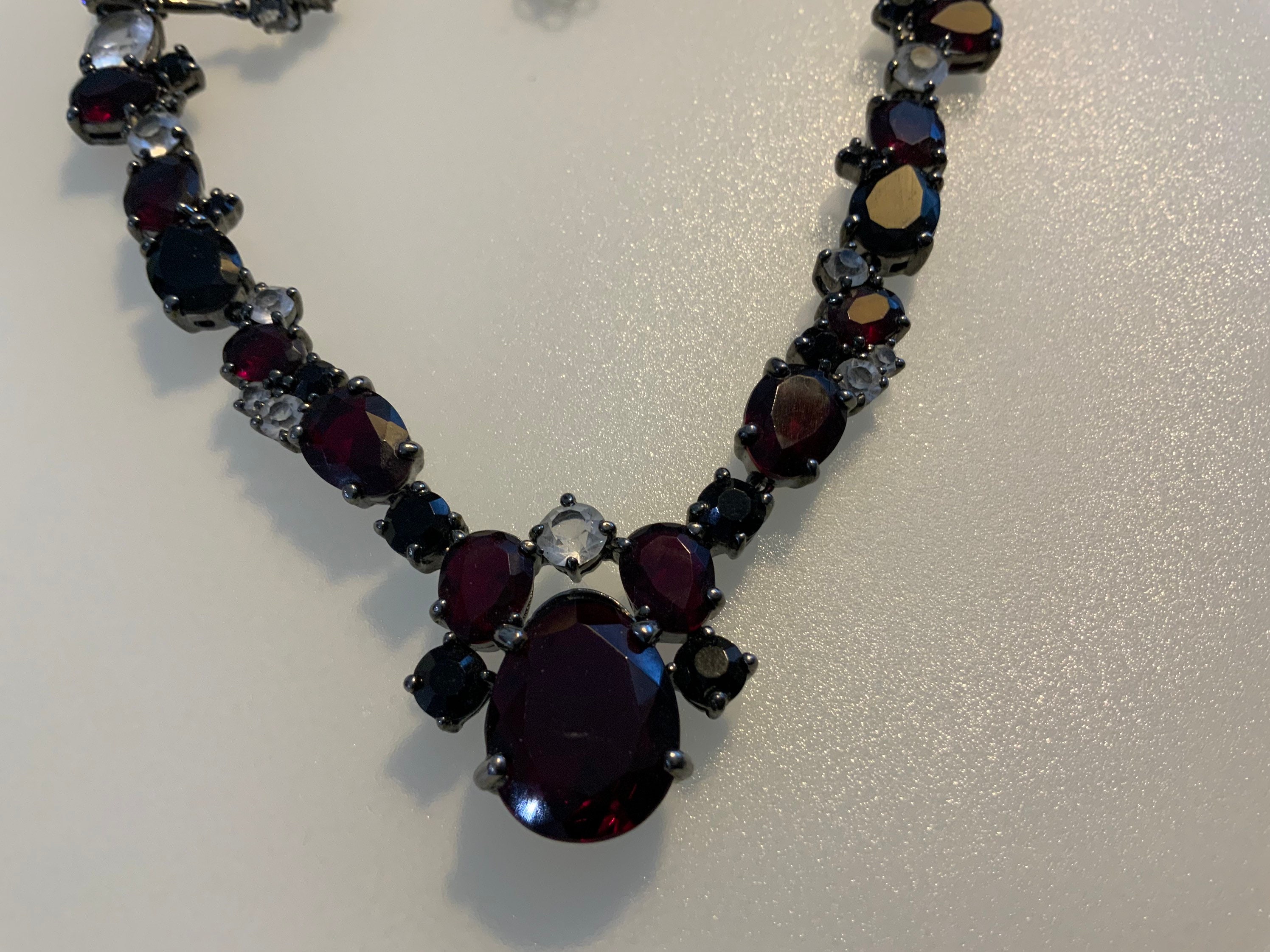 Elegant Vintage Ruby Red Crystal Necklace - Etsy UK