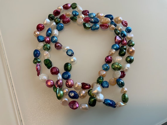 Multicoloured Baroque Pearl Necklace - Gem