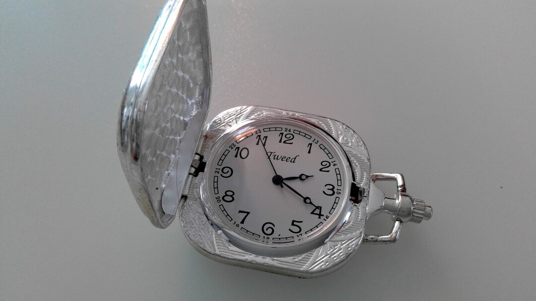 The Heritage Collection Atlas Edition Silver Plated Pocket Watch Tweed ...