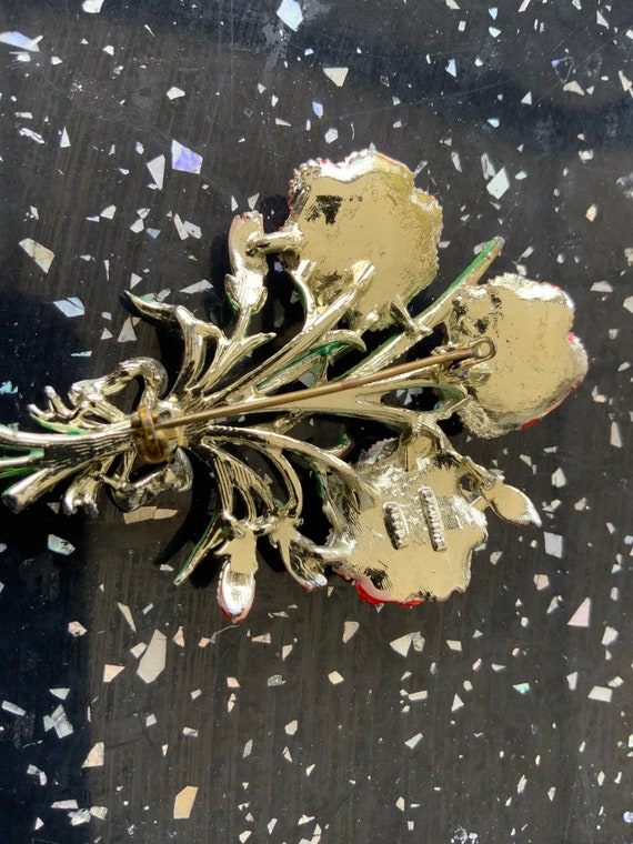 Vintage Carnation flower bouquet birthday brooch by E… - Gem