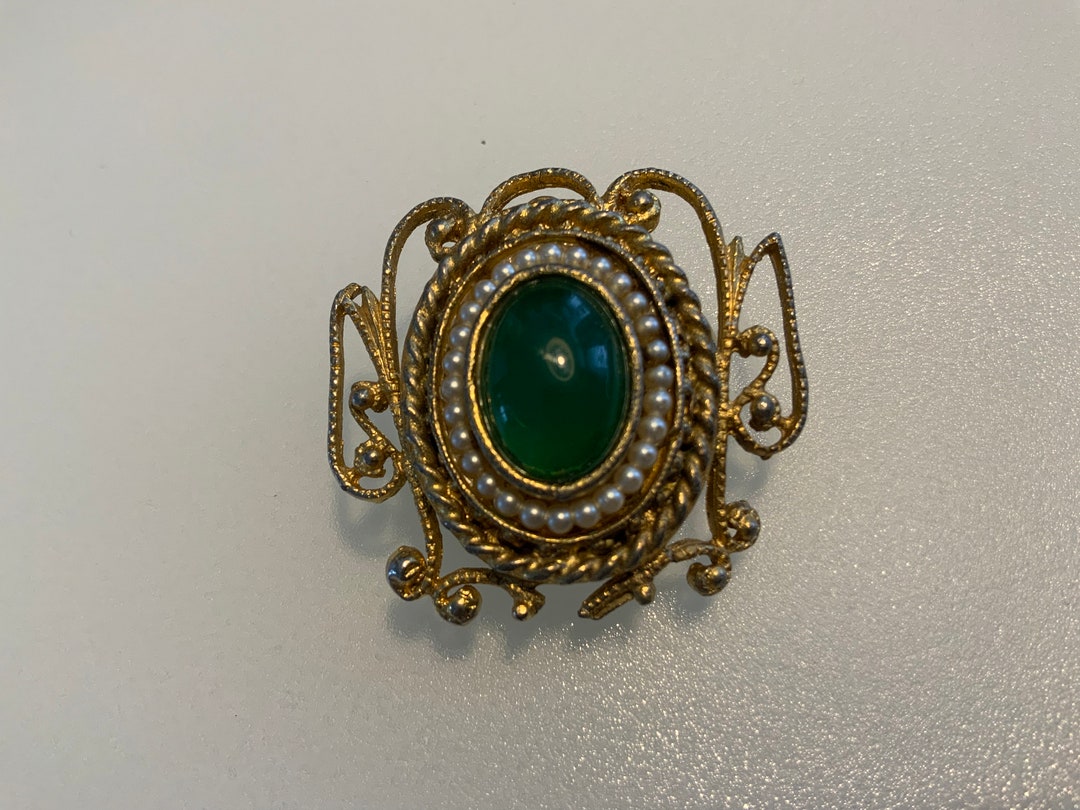 Vintage Gold Scarf Clip With Glass Crystal Filigree Scarf Slide Tee ...