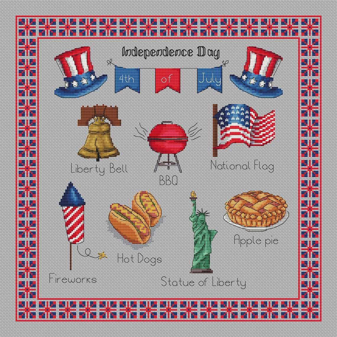 Independence Day Sampler Cross Stitch Pattern PDF, 4th of July ...