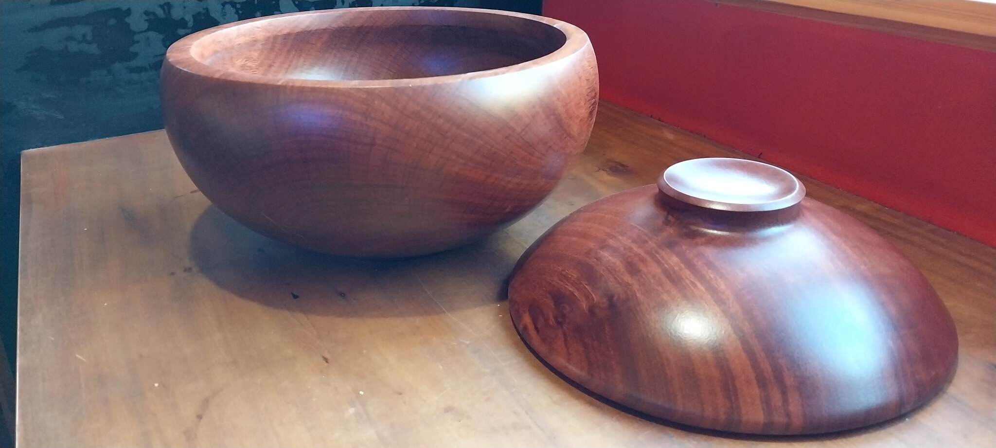 SALE Large Jarrah Tree Bowl Lid Tasmania Handmade Brown Bowl Australia ...