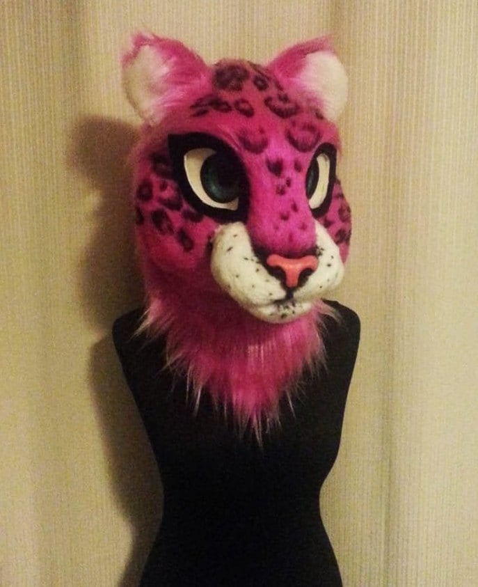 Pink Snow Leopard Fursuit Costume Animal Furry Head Panther | Etsy