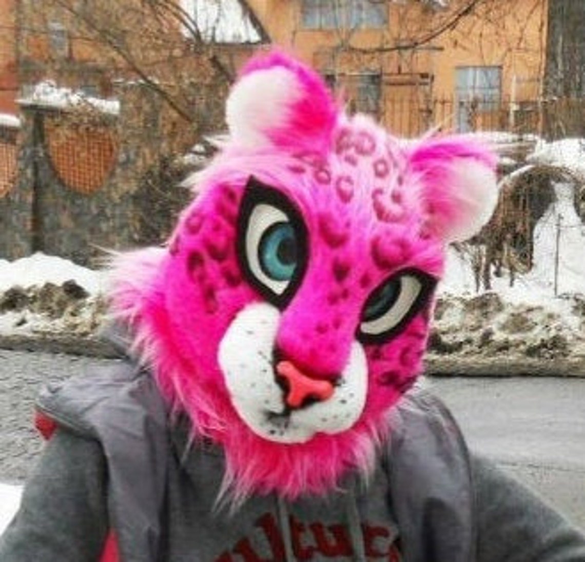 Pink Snow Leopard Fursuit Costume Animal Furry Head Panther | Etsy