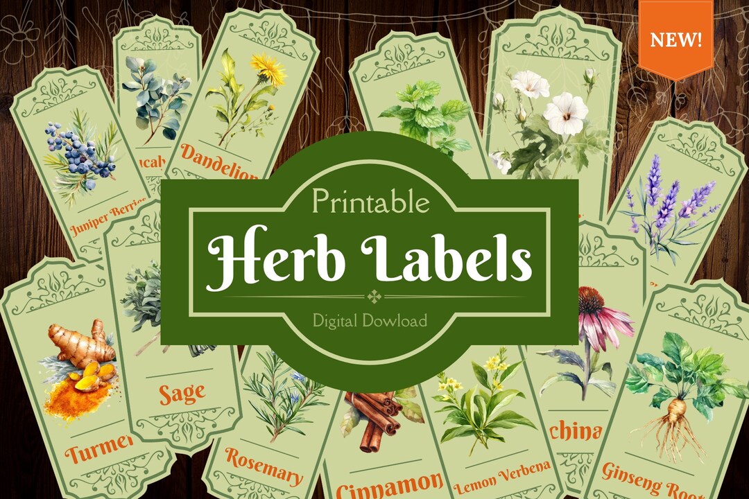 45 Printable Herb Labels Bundle, Apothecary, Instant Download, Herbal ...