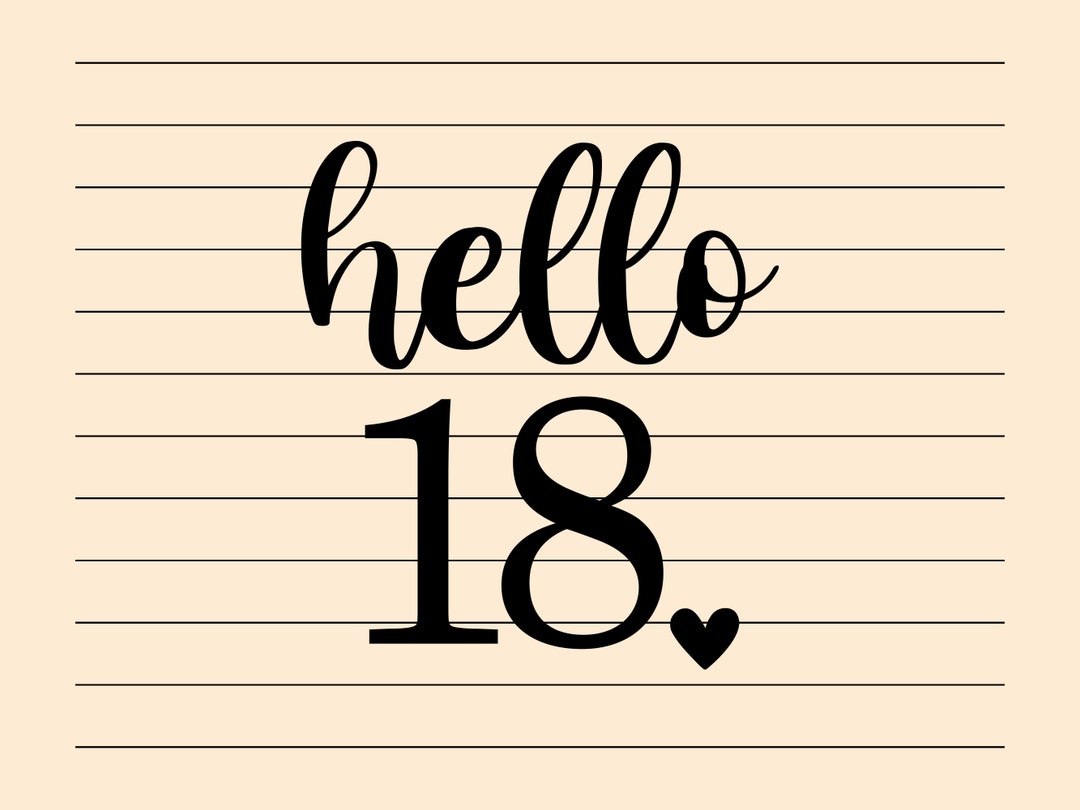 18th Birthday Svg and Png Files | Hello 18 | Cut File and Sublimation ...