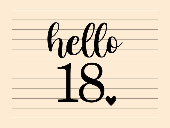 18. Geburtstag Svg und Png Dateien Hallo 18 Schneidedatei - Etsy Schweiz