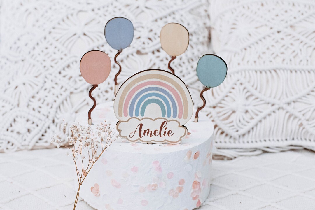 Cake Topper Rainbow, Cake Topper Balloons, Cake Topper Pastel, Cake ...