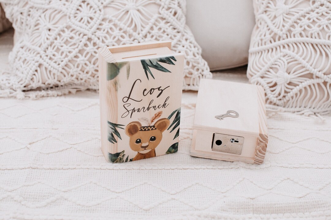 Money Box, Money Box With Name, Wooden Money Box, Baptism Money Box ...