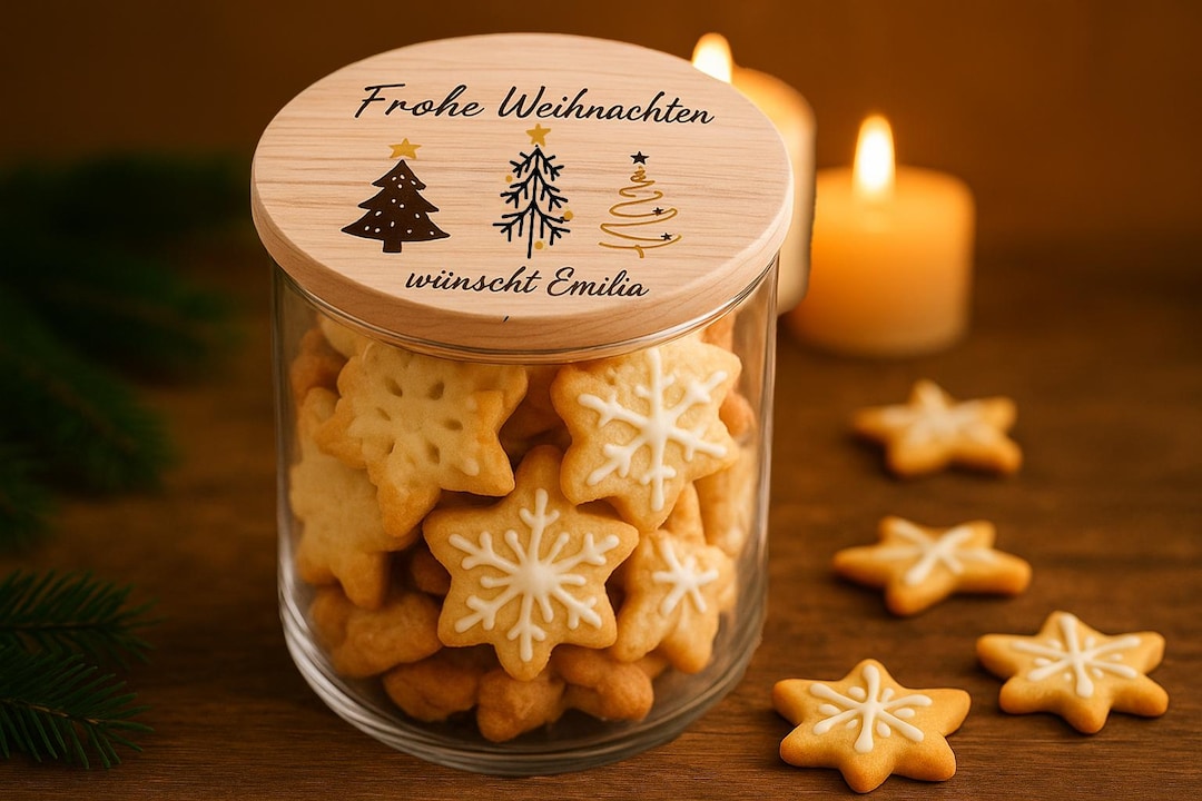 Personalized Storage Jar With Engraved Wooden Lid – Ideal as a Cookie ...