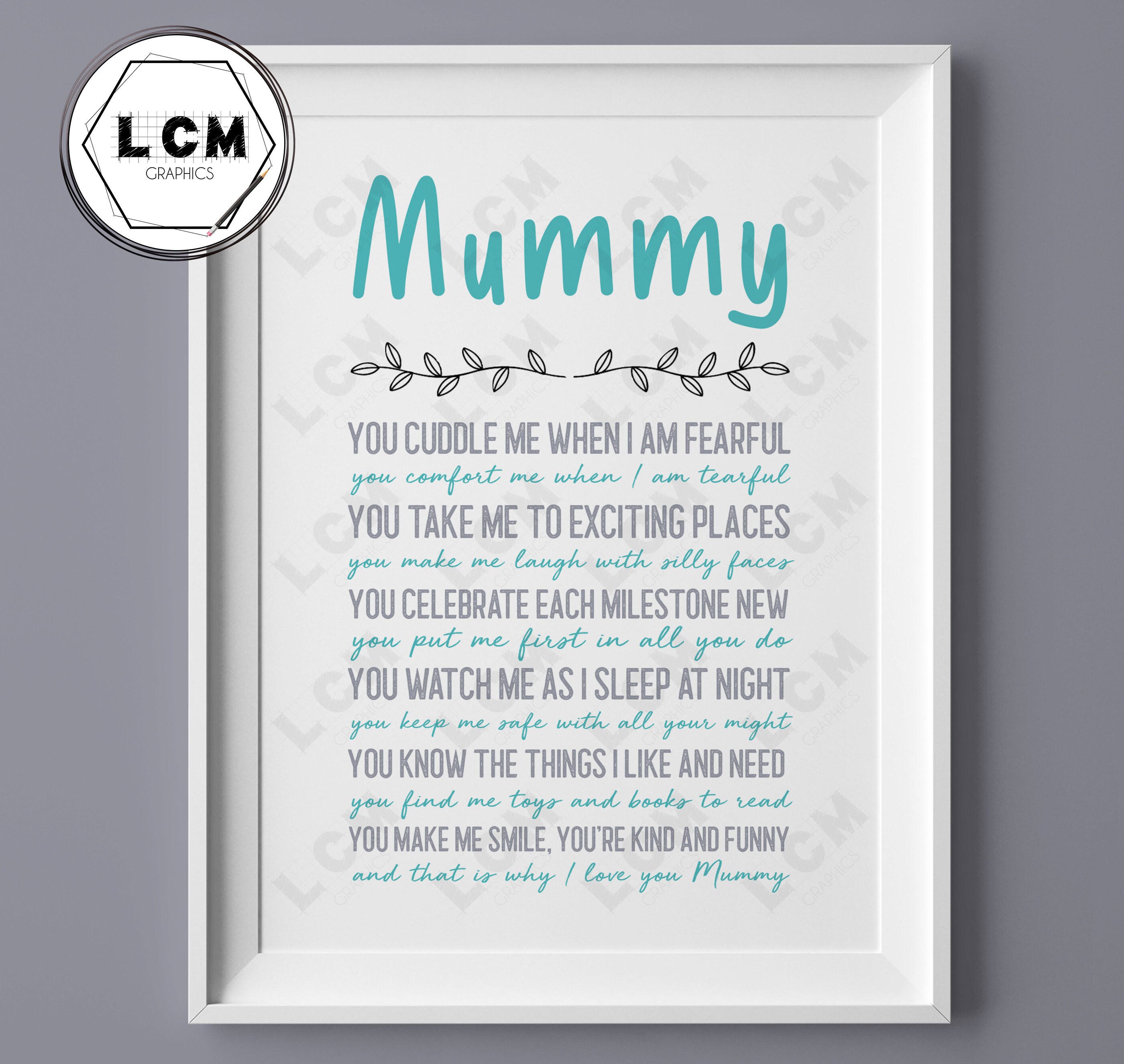Mummy Poem From Son/daughter Mum Mother Mummy Mom Step - Etsy UK
