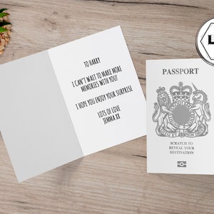 Passport Scratch Card Surprise Holiday/trip Personalisable Reveal ...