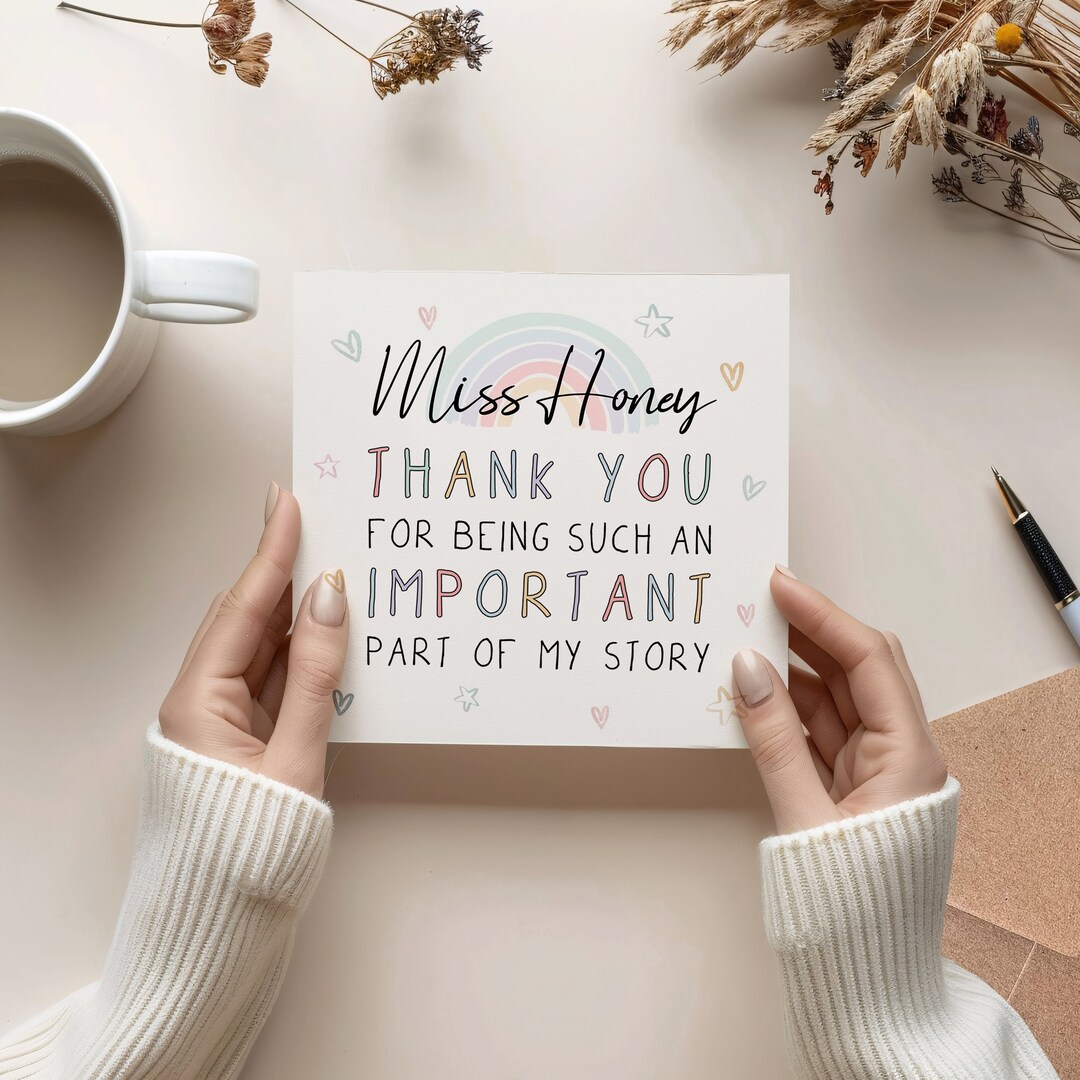 Thank You for Being Part of My Story Card | School Teacher Thank You ...