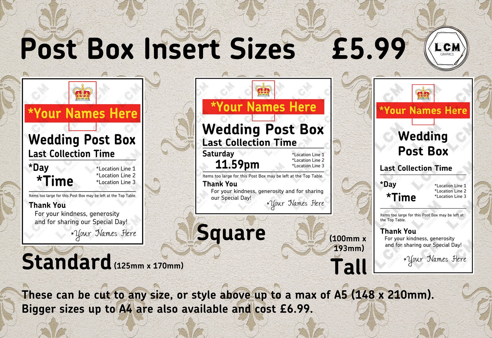 Royal Mail Wedding Post Box Sign/insert Personalised for - Etsy UK