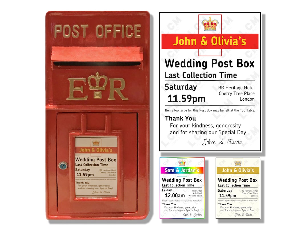 Royal Mail Wedding Post Box Sign/insert | Personalised for Weddings ...