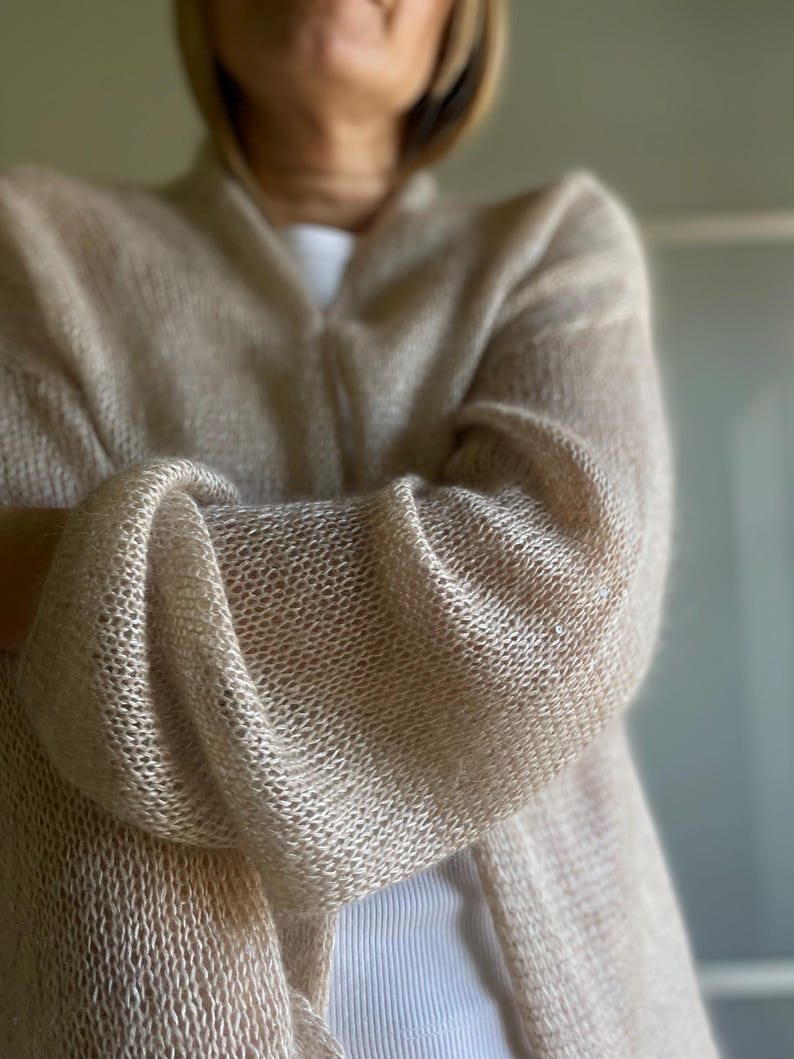 Kristina Cardigan Knitting Pattern: Loose Knit, Adjustable Length (PDF ...