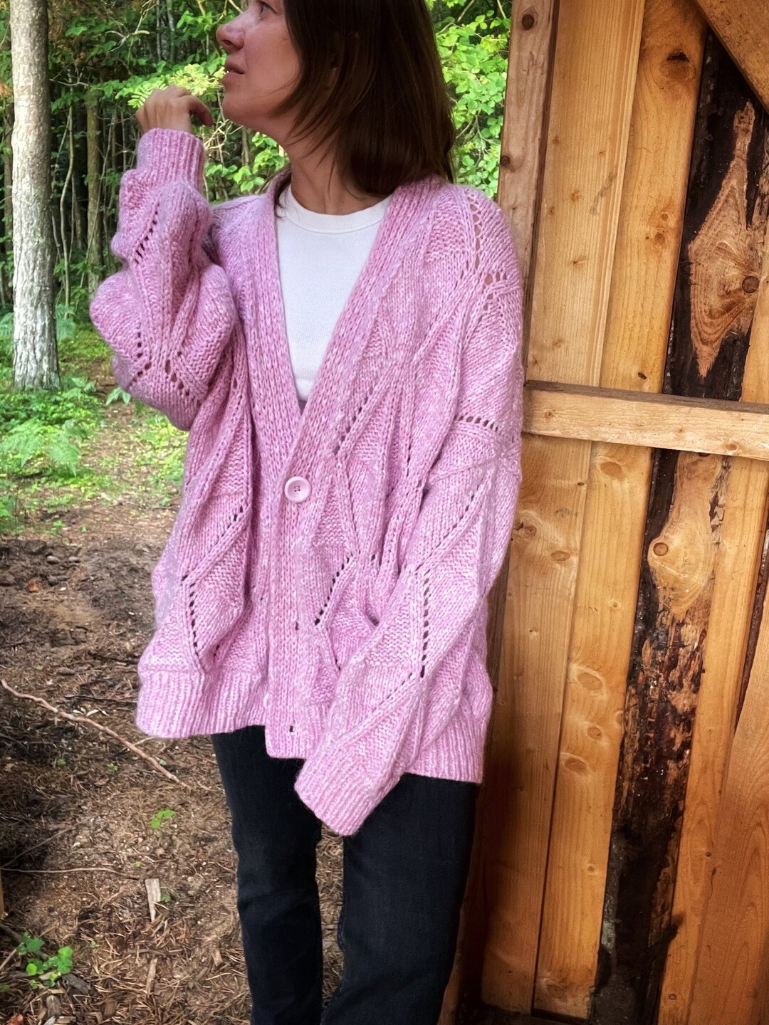 Knitting PATTERN Diamond Lace Cardigan, Chunky Knit Sweater, Woman ...