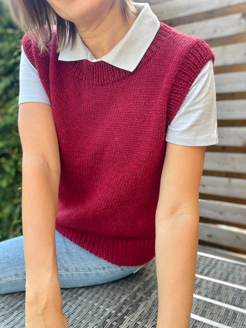 Crew Neck Vest Knitting Pattern: Easy Knit Tutorial (PDF Pattern) - Etsy