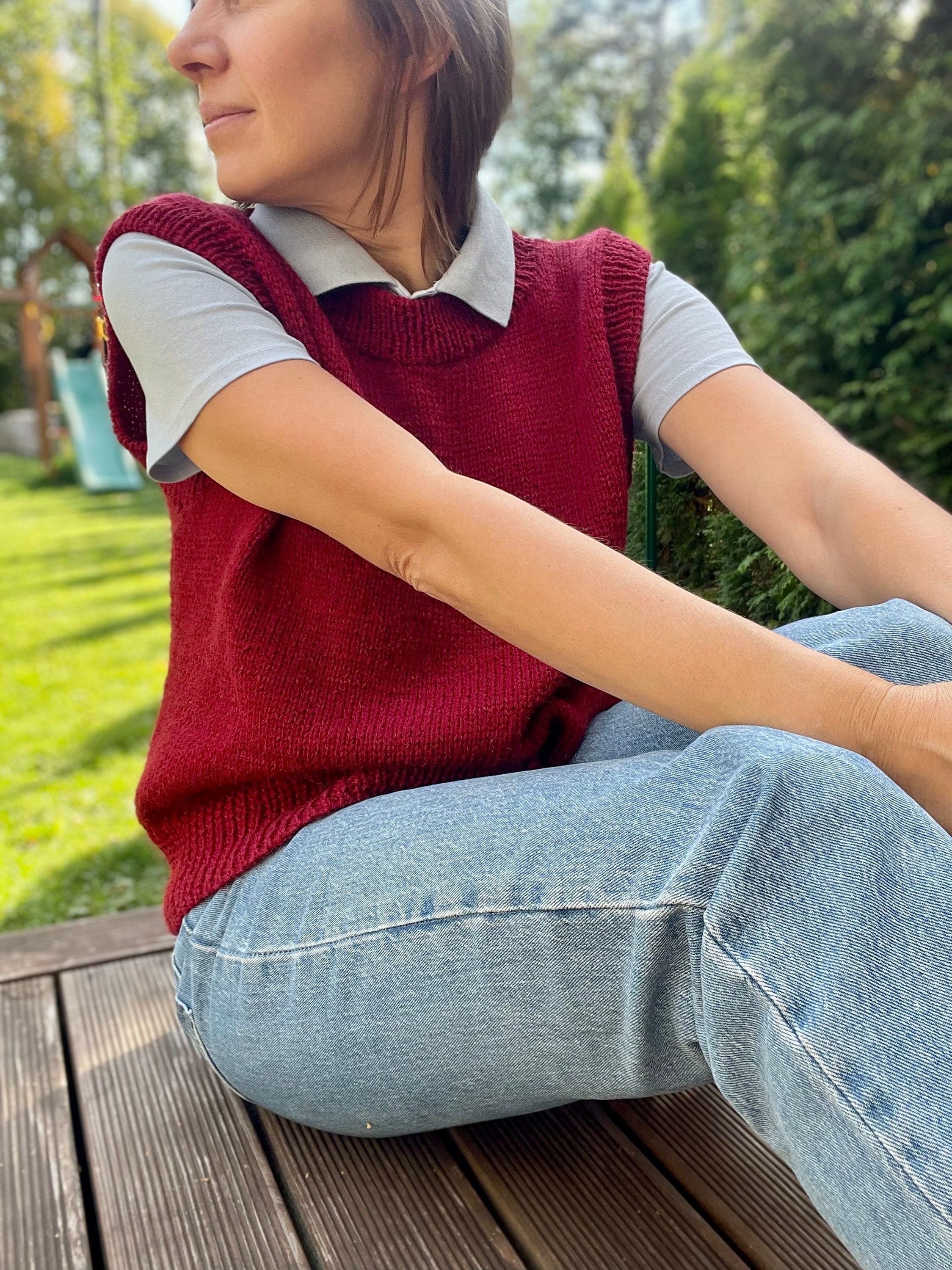 Crew Neck Vest Knitting Pattern: Easy Knit Tutorial (PDF Pattern) - Etsy