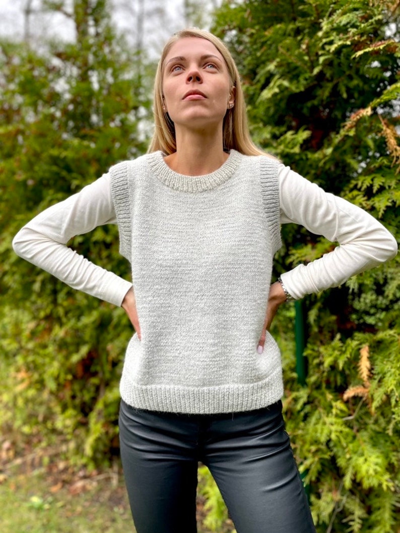 Investment Vest Knitting Pattern: Beginner Sleeveless Top (PDF Pattern ...