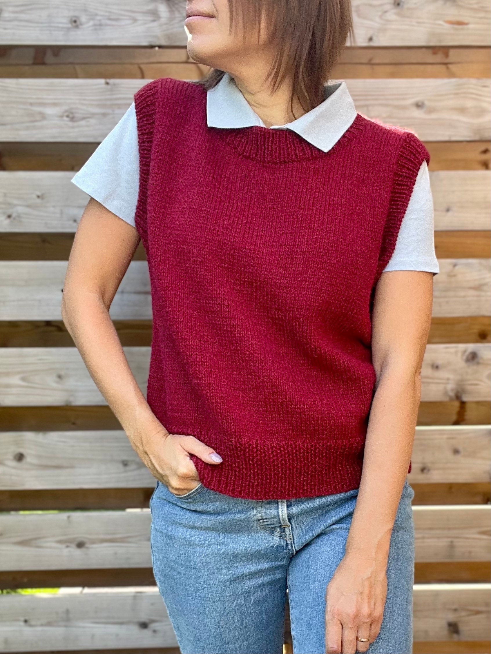 Crew Neck Vest Knitting Pattern: Easy Knit Tutorial (PDF Pattern) - Etsy