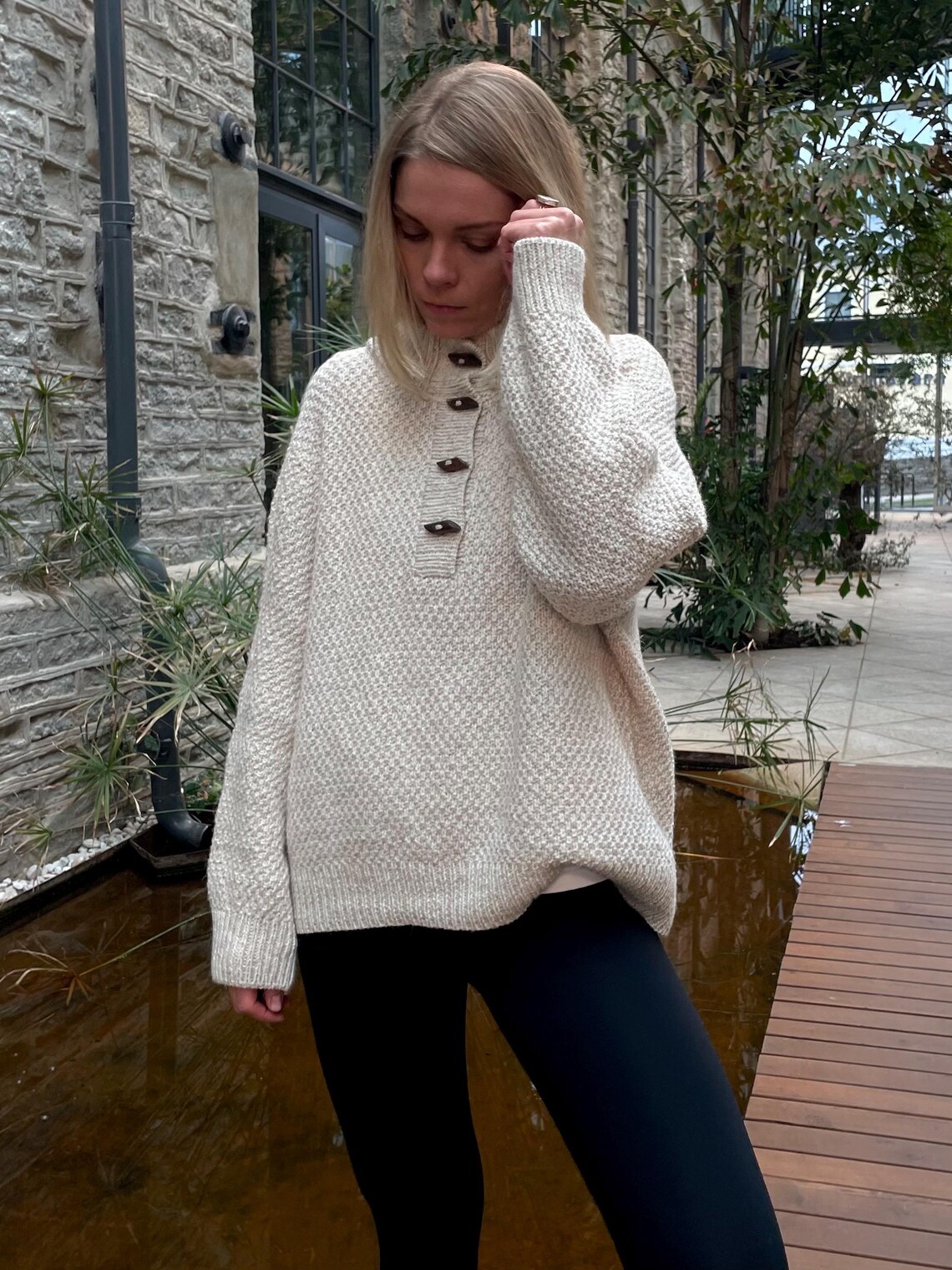 Oatmill Sweater Knitting Pattern: Relaxed Fit and Polo Neckline Jumper ...