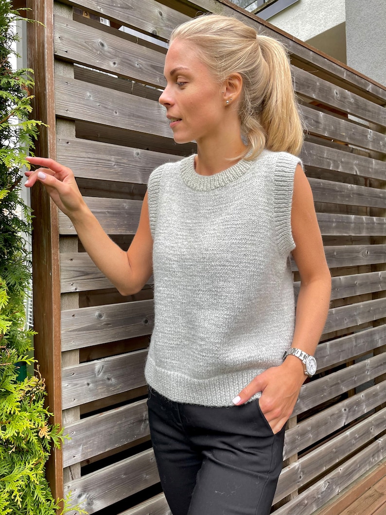 Investment Vest Knitting Pattern: Beginner Sleeveless Top (PDF Pattern ...