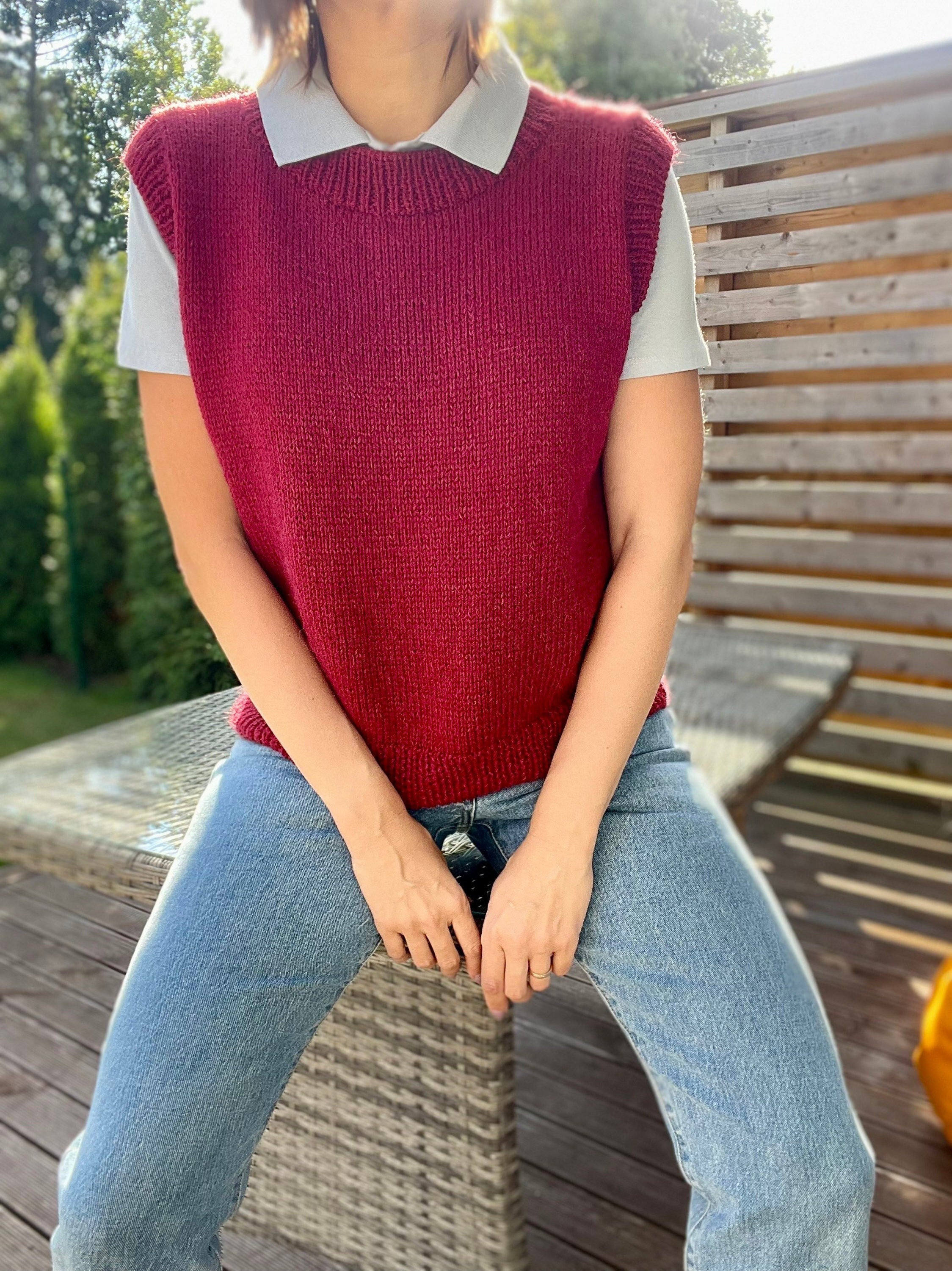 Crew Neck Vest Knitting Pattern: Easy Knit Tutorial (PDF Pattern) - Etsy