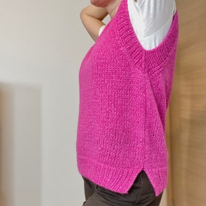 Knitting Pattern V-neck Vest, Easy to Knit, Beginner Friendly Tutorial ...