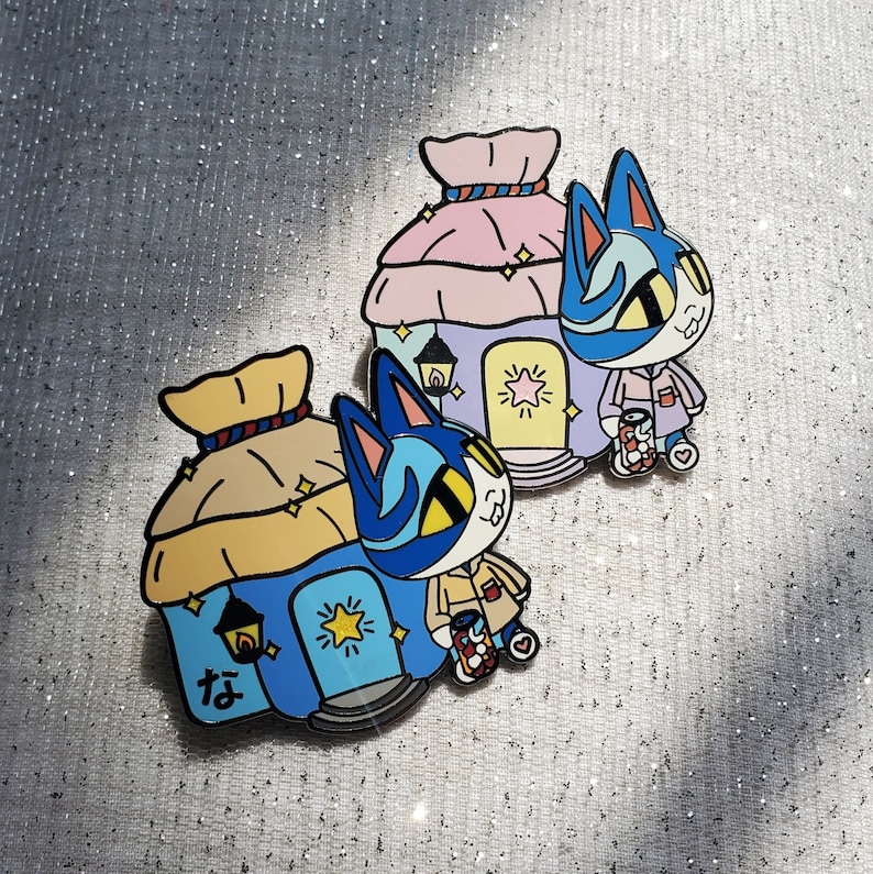 ACNH Moe / Jinpe Enamel Pin - Animal Crossing Blue Cat Villager - Etsy
