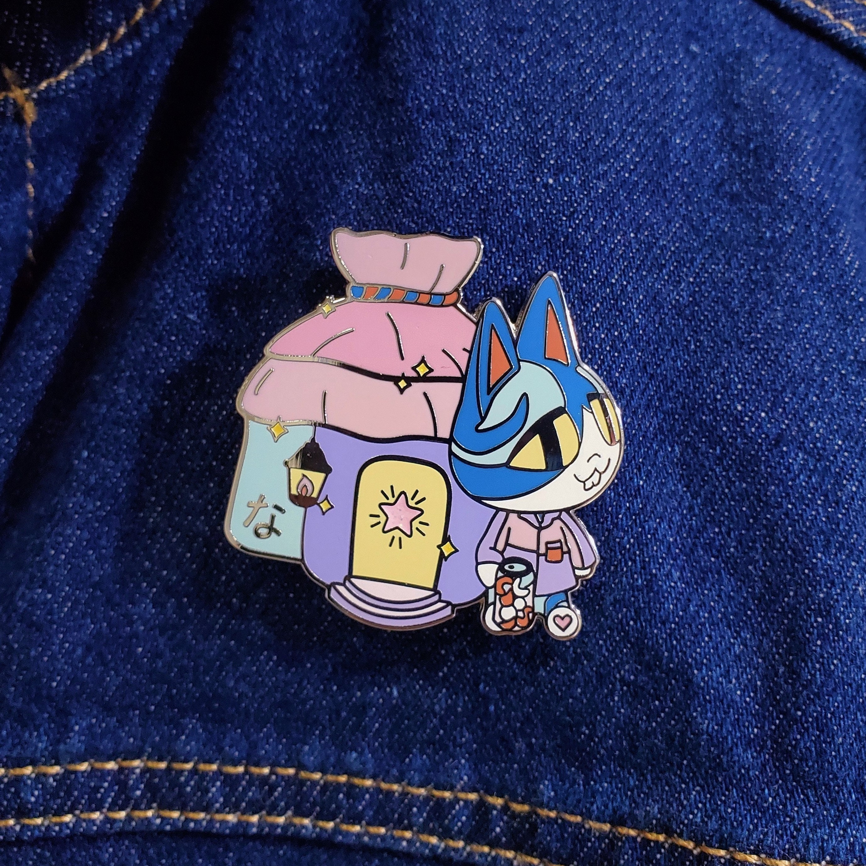 ACNH Moe / Jinpe Enamel Pin - Animal Crossing Blue Cat Villager - Etsy