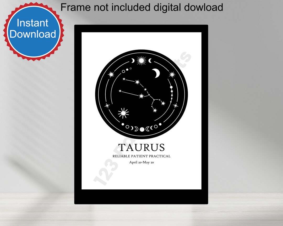 PRINTABLE Taurus Digital Astrology Print Digital Download Astrology Art ...