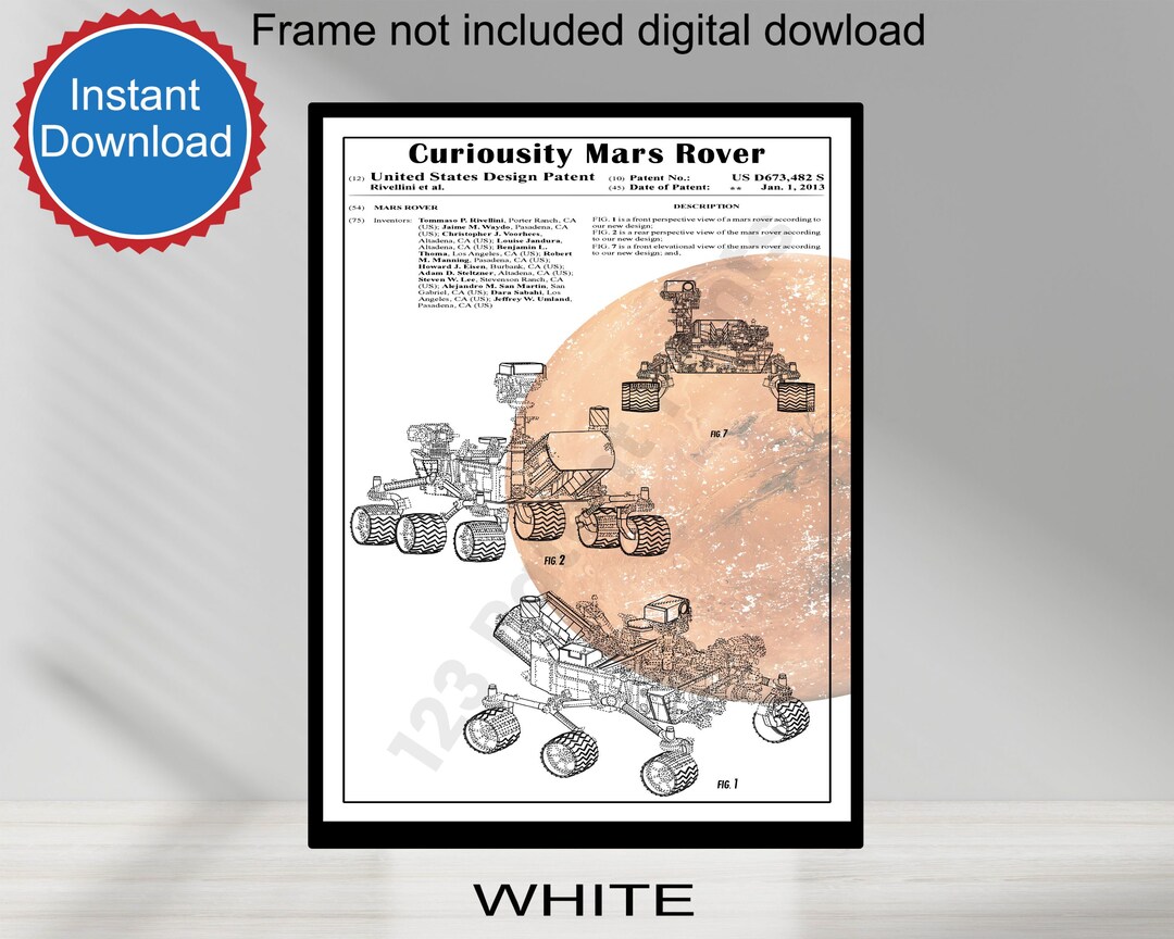 PRINTABLE Mars Rover Patent Print Kid's Room Space Poster Decor, Wall ...